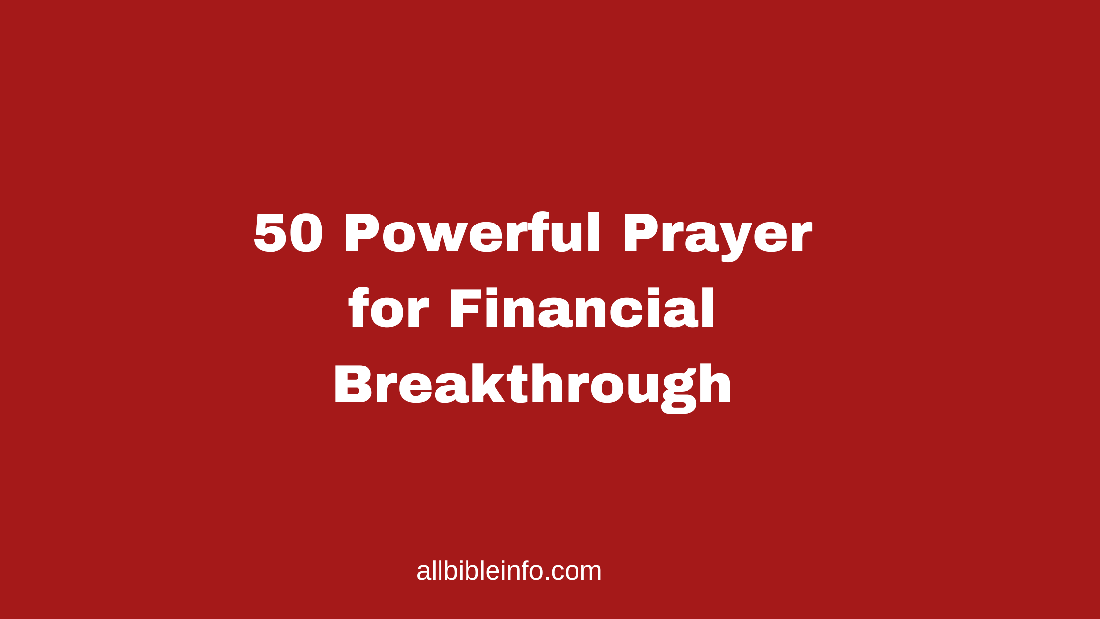 50 Powerful Prayer for Financial Breakthrough - All Bible Info